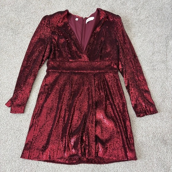 A.L.C. | Dresses | Alc Sequin Mara Mini Dress Womens Burgundy Red Long ...